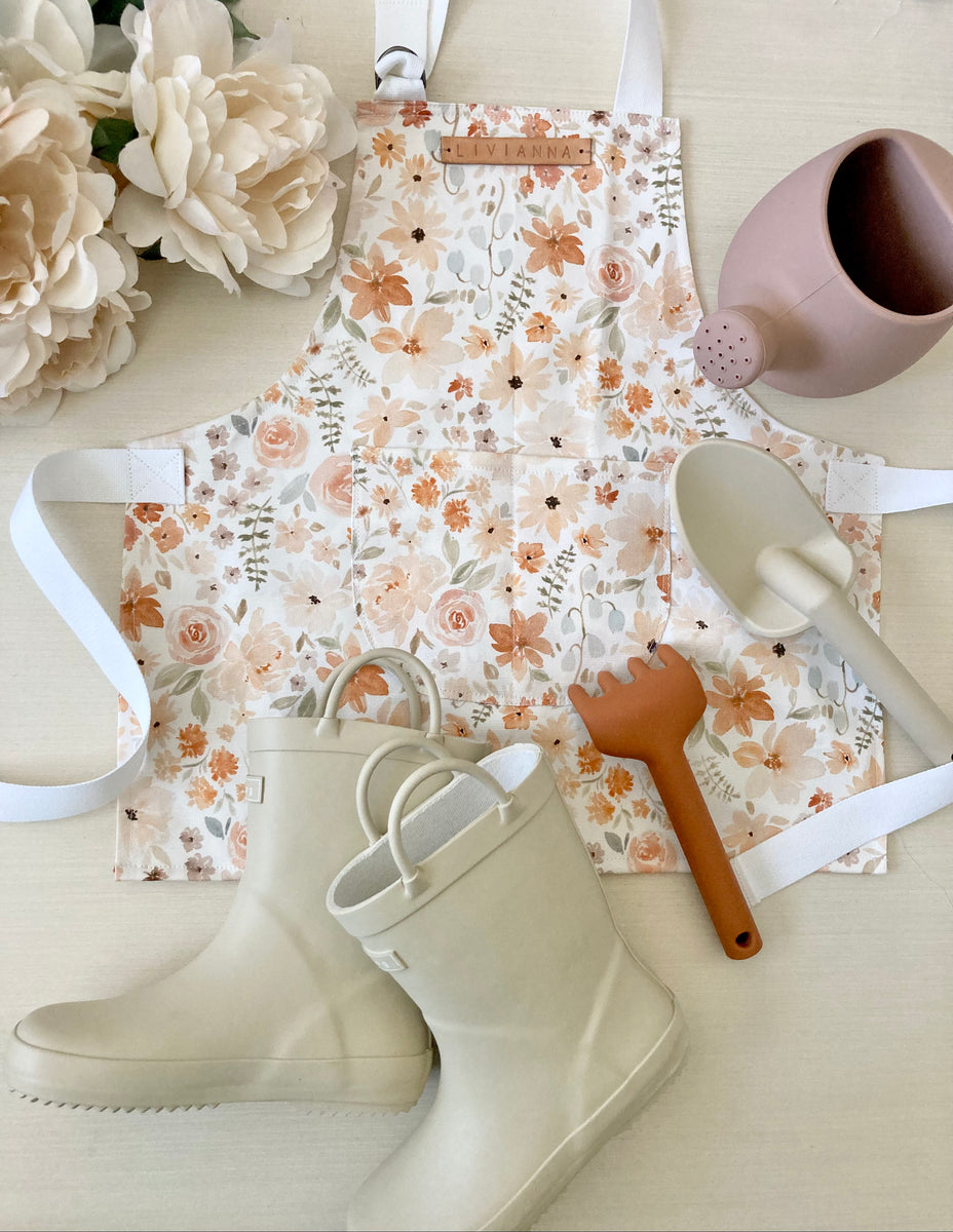 Personalized Floral Cotton Apron - Autumn Floral – Laura Michelle Kids ...
